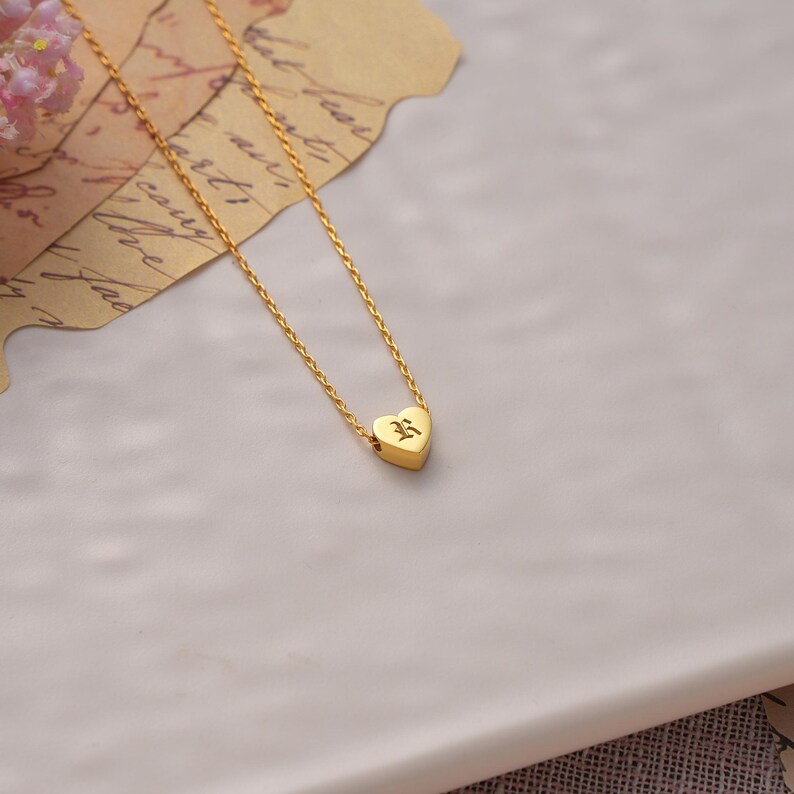 14K Gold Personalized Gothic Necklace, Custom Initial Necklace , Old ...