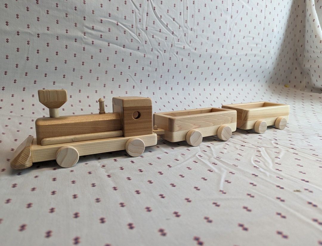Handcrafted Solid Wood Toy Train Set - Etsy