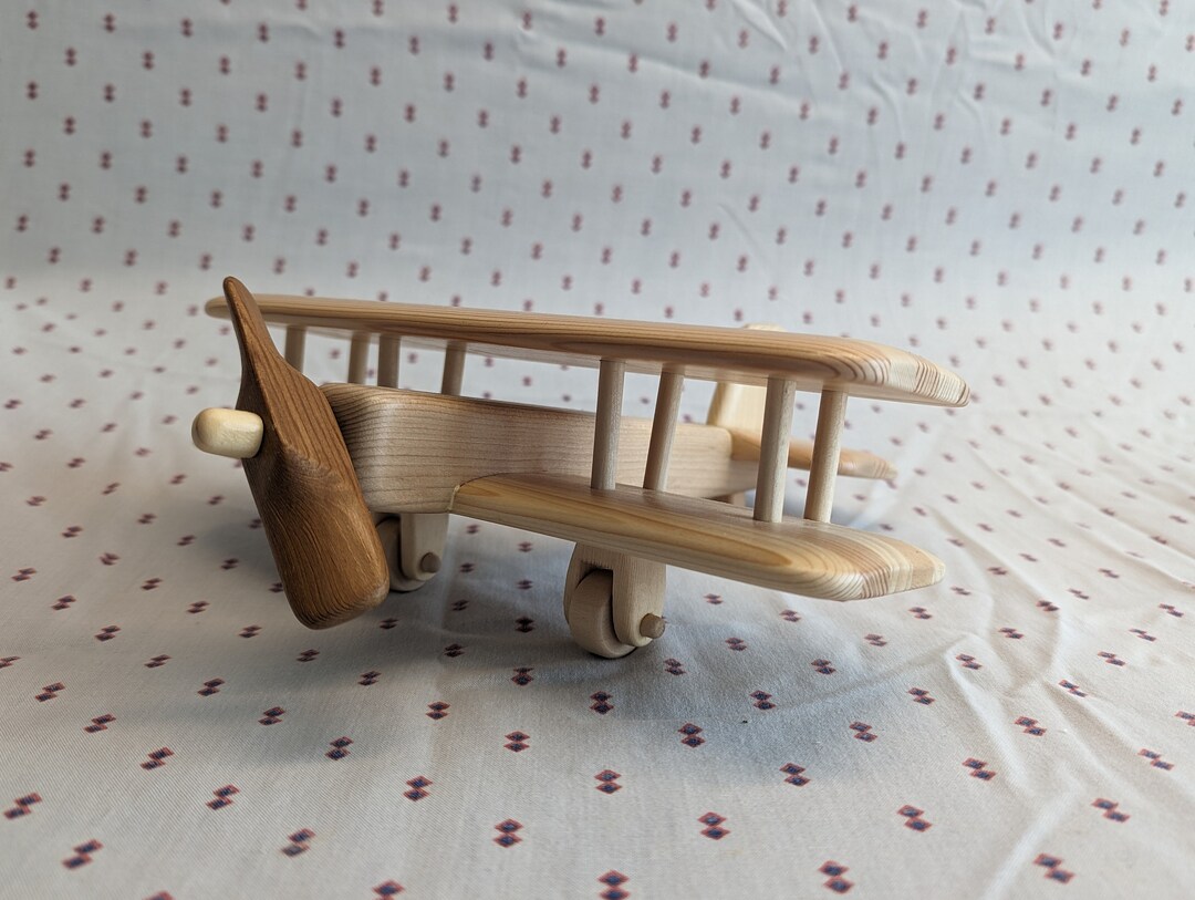 Handcrafted Solid Wood Toy Biplane - Etsy