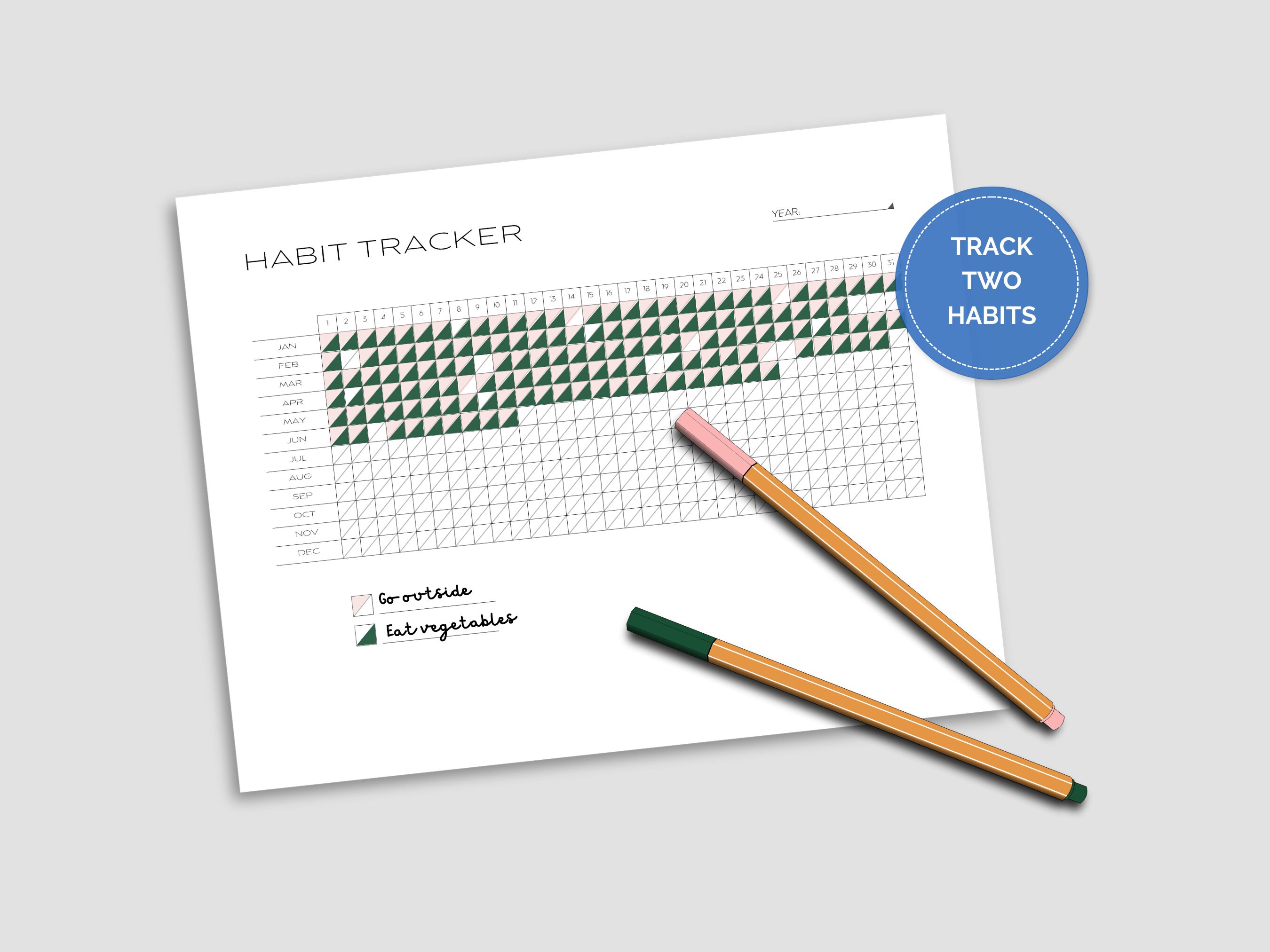 Habit Tracker Printable - Triangle Pattern-making Yearly Planner ...