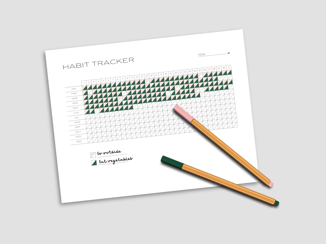 Habit Tracker Printable - Triangle Pattern-making Yearly Planner ...