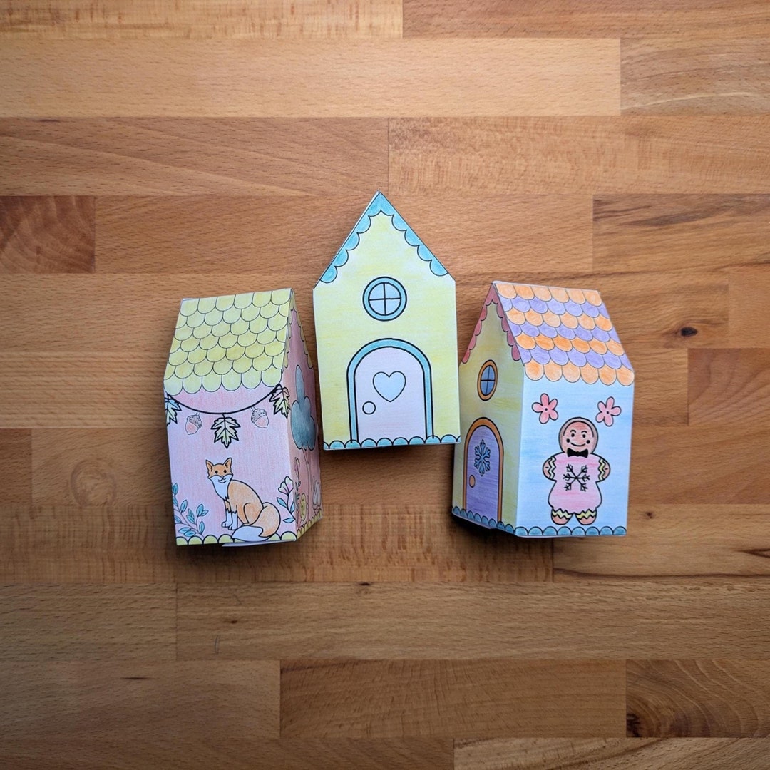 Gingerbread House PDF Craft Sheets With 3 Designs for Coloring, Cutting ...