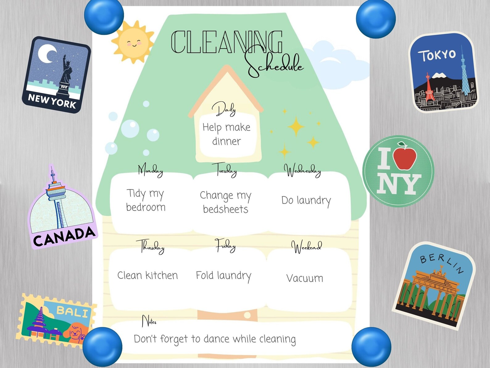 Editable Cleaning Schedule for Children - Daily & Weekly Checklist ...