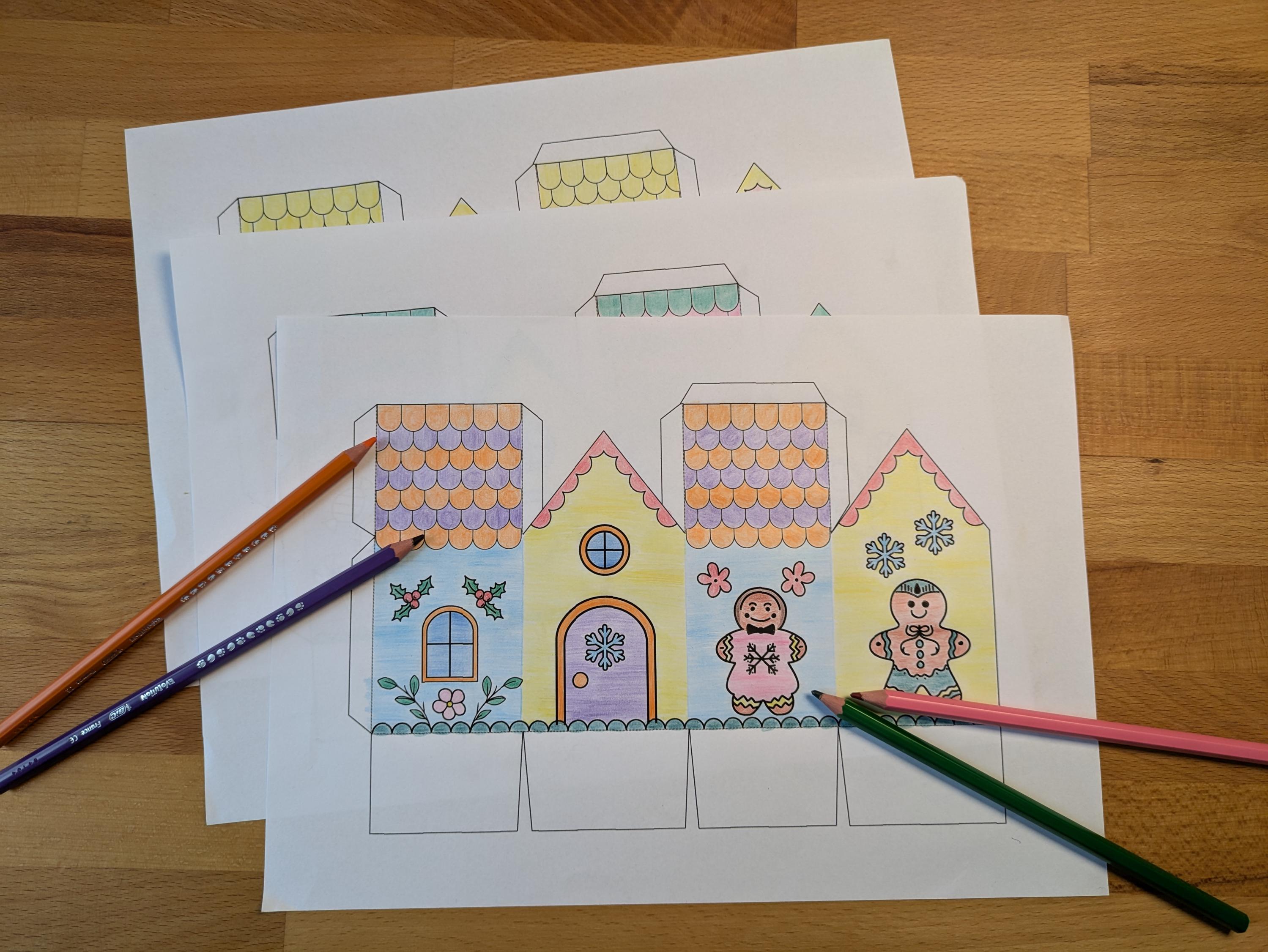 Gingerbread House PDF Craft Sheets With 3 Designs for Coloring, Cutting ...