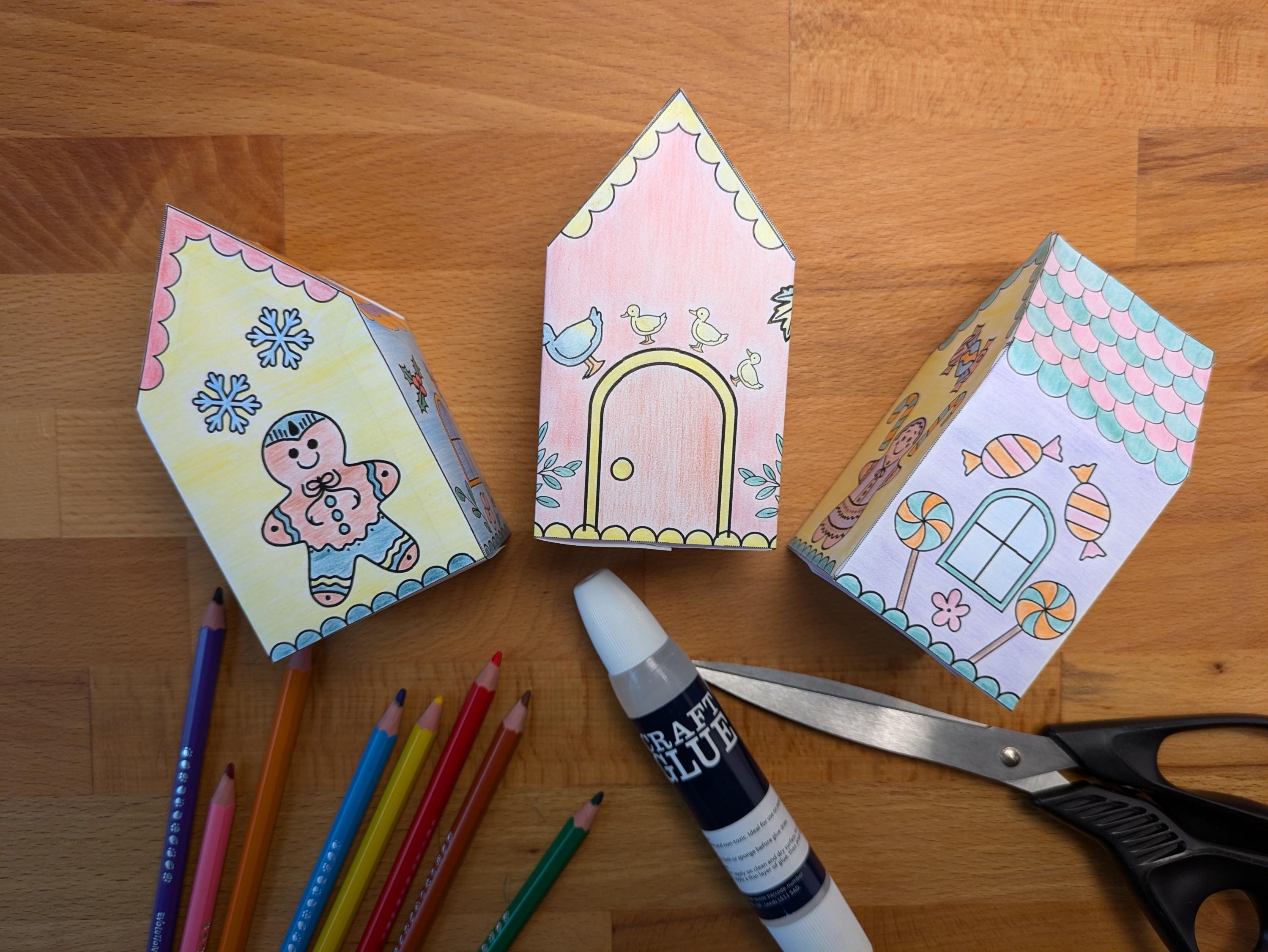 Gingerbread House PDF Craft Sheets With 3 Designs for Coloring, Cutting ...