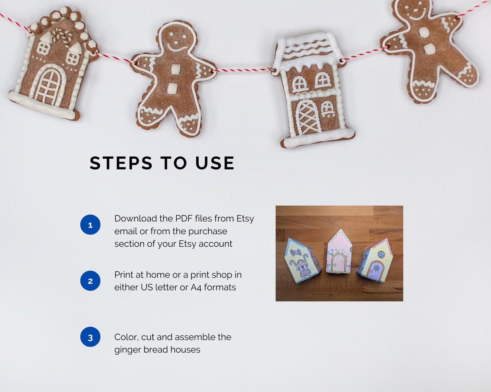 Gingerbread House PDF Craft Sheets With 3 Designs for Coloring, Cutting ...