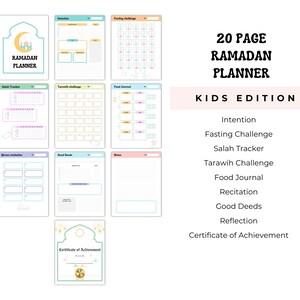 Ramadan Planner for Kids, Salah Tracker, Acts of Kindness, Food Journal ...