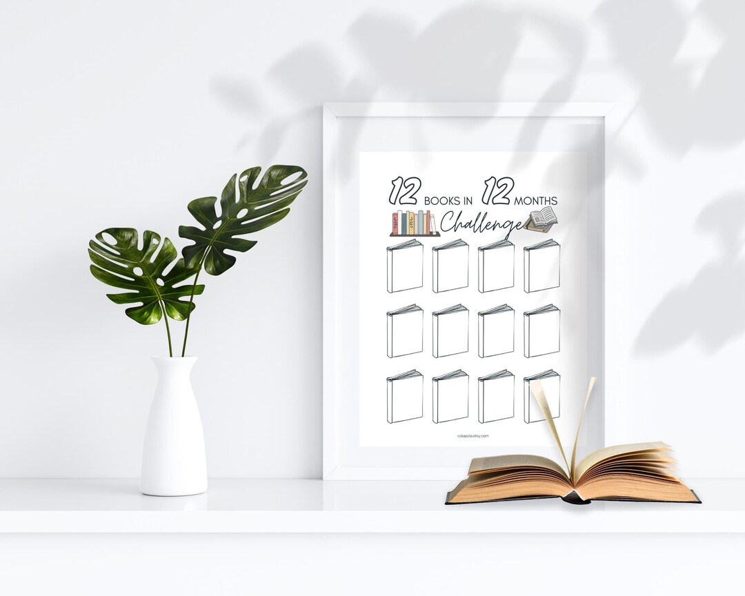 Read 12 Books in 12 Months Challenge, Instant PDF Download in A4/a5 ...