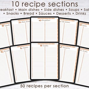 Digital Recipe Book PDF Template for Goodnotes, Hyperlinked Recipe Book ...