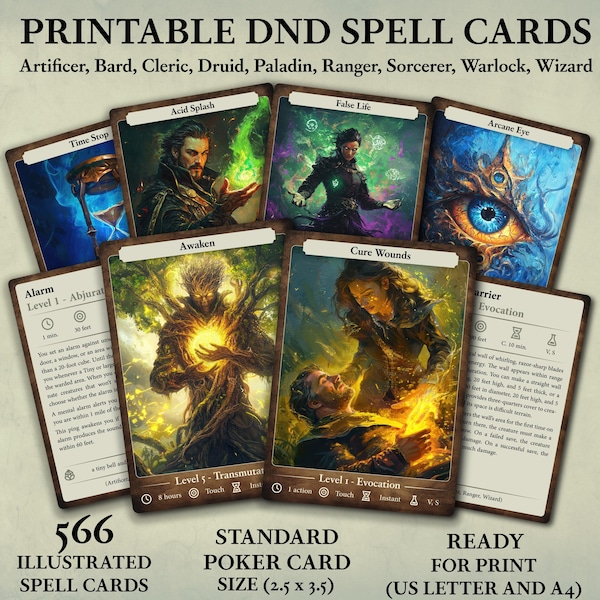 Dnd 5e 2024 Wizard Spell Cards - Etsy