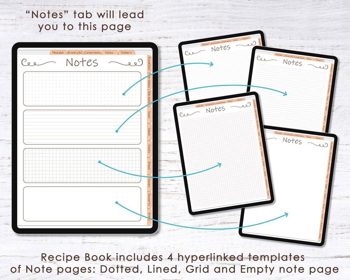 Digital Recipe Book PDF Template for Goodnotes, Hyperlinked Recipe Book ...