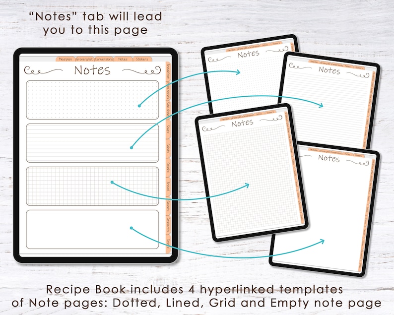 Digital Recipe Book PDF Template for Goodnotes, Hyperlinked Recipe Book ...