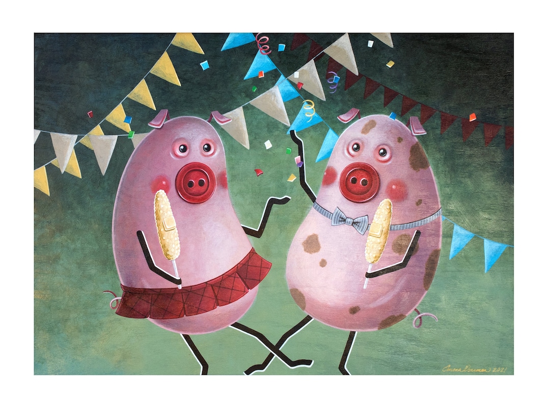 Dancing Pigs Limited Edition Reproduction - Etsy