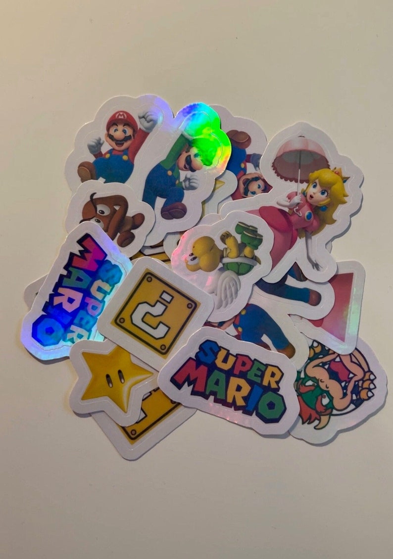 Super Mario Stickers Holographic and Water Resistant - Etsy