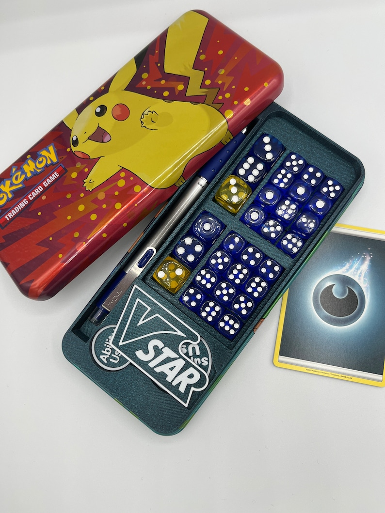 Pokemon TCG Token Tin Box Pokémon Pencil Case Insert Holds Dice ...
