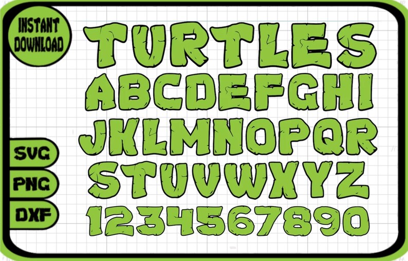 Cartoon Turtle Font Svg Png Dxf and Otf / Customise / Cricut Digital ...
