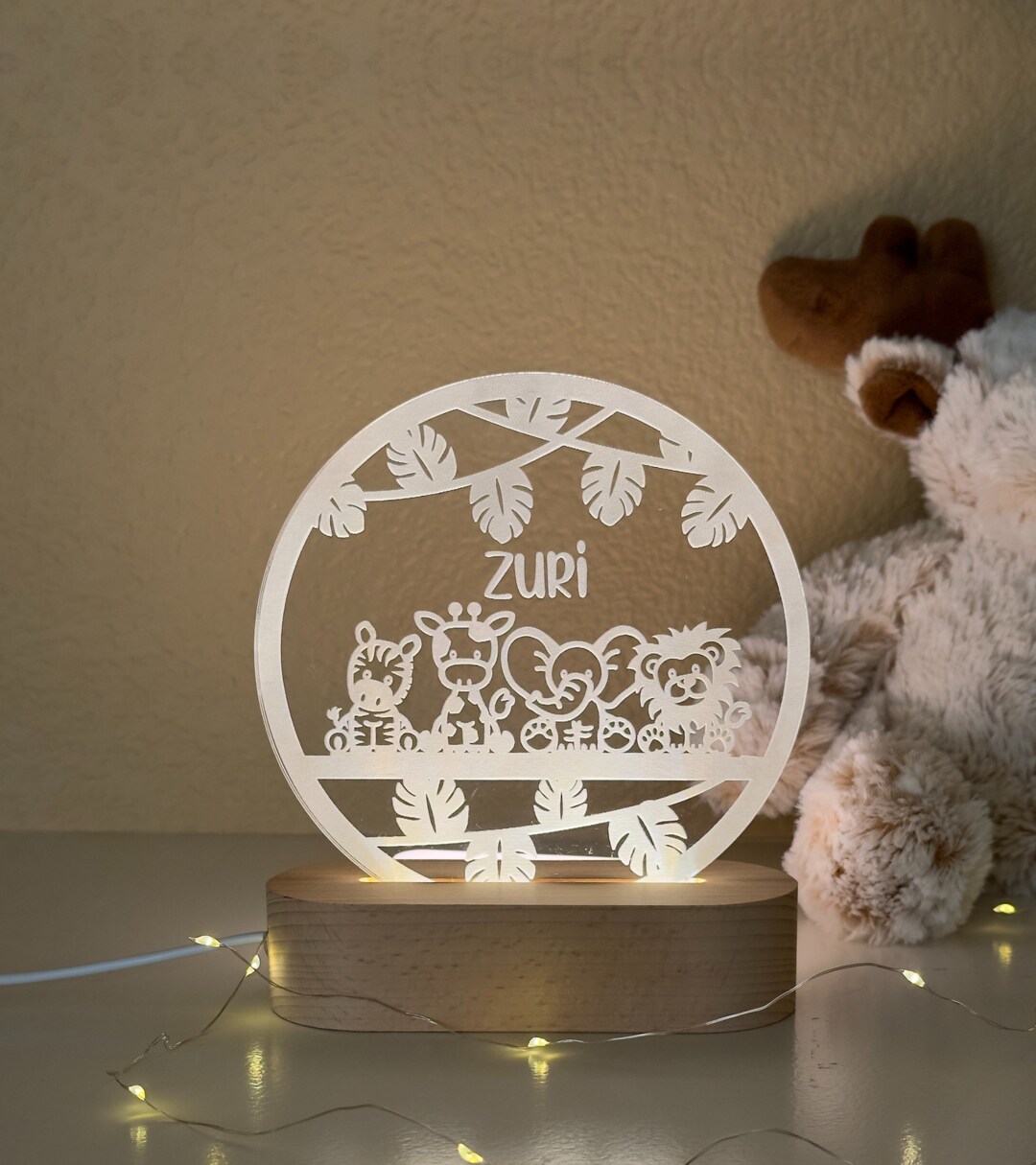 Safari Jungle Animals Light, Personalized LED Animal Lamp, Kids Night ...