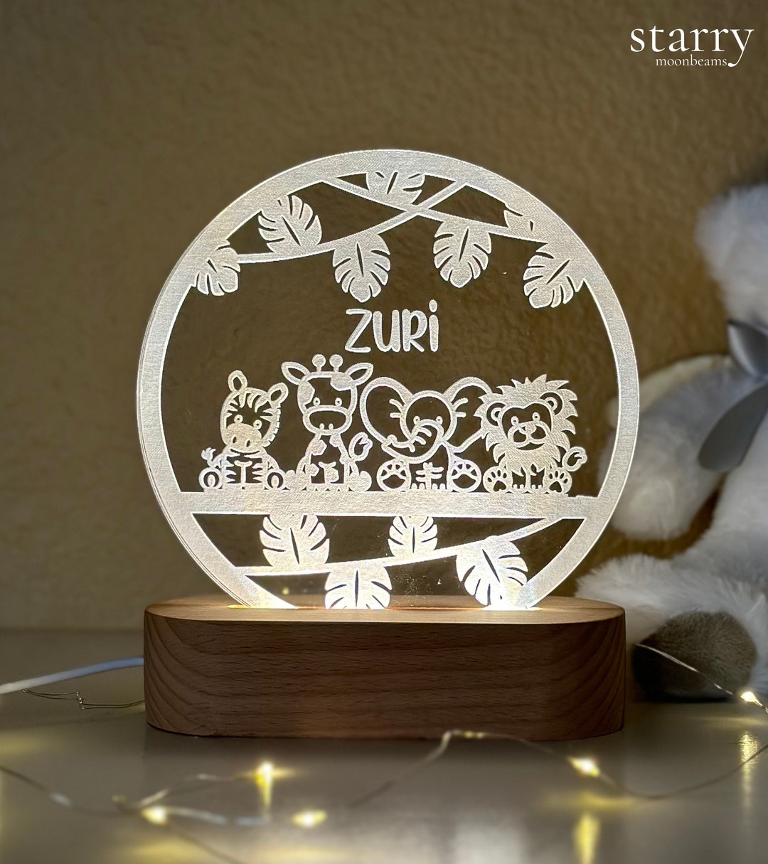 Safari Jungle Animals Light, Personalized LED Animal Lamp, Kids Night ...