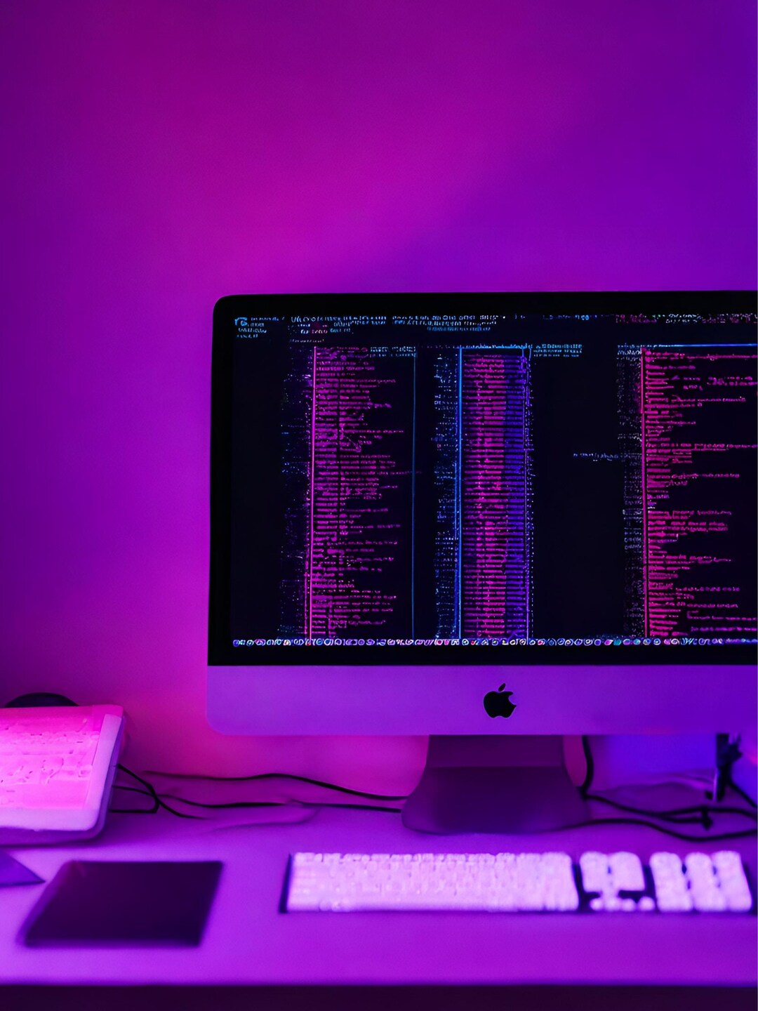 Image of a Computer Screen With Lines of Coding Neon Art Printable Wall ...