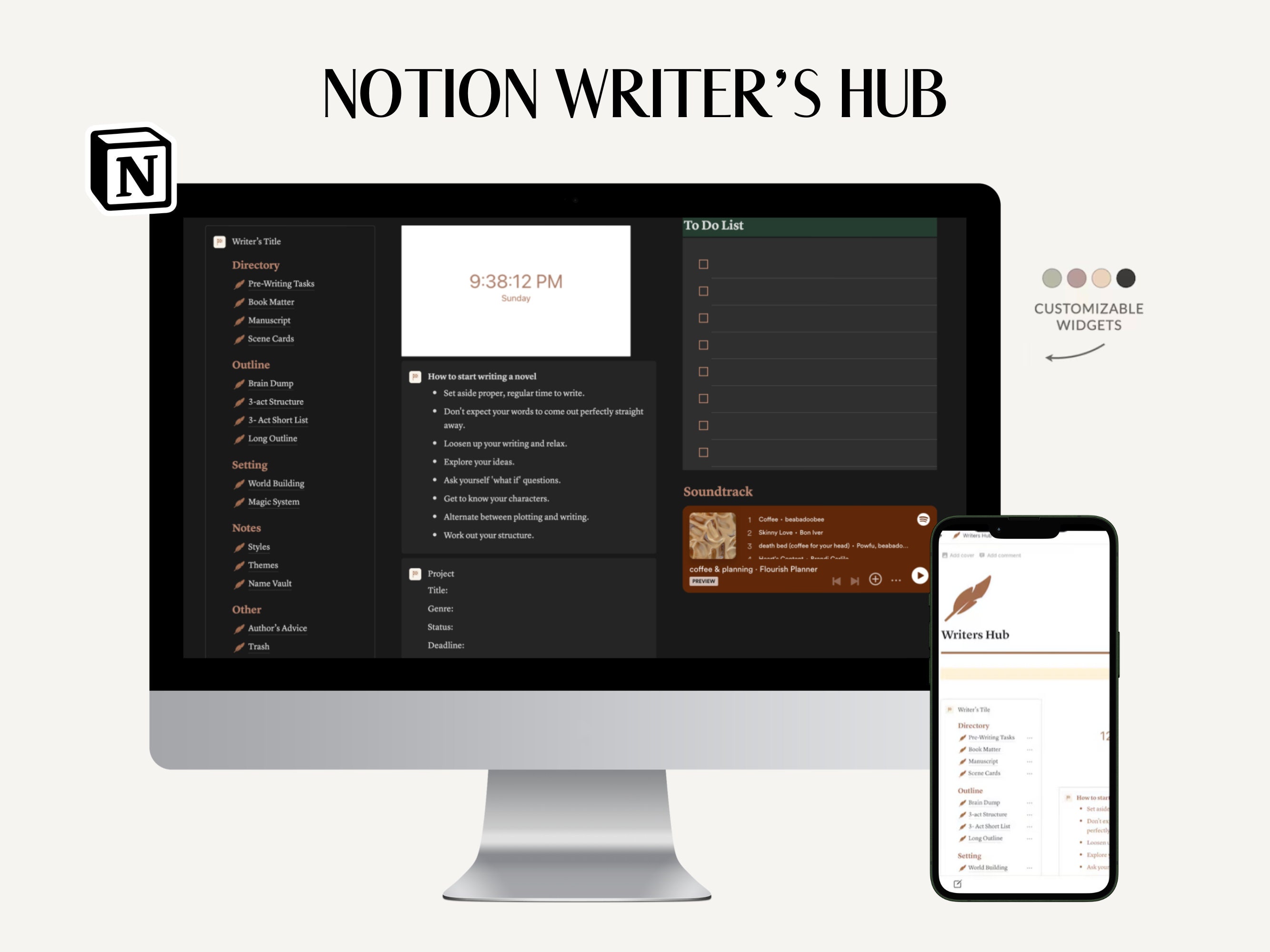 Notion All in One Planner,notion Digital Novel Planner,gift for Writers ...
