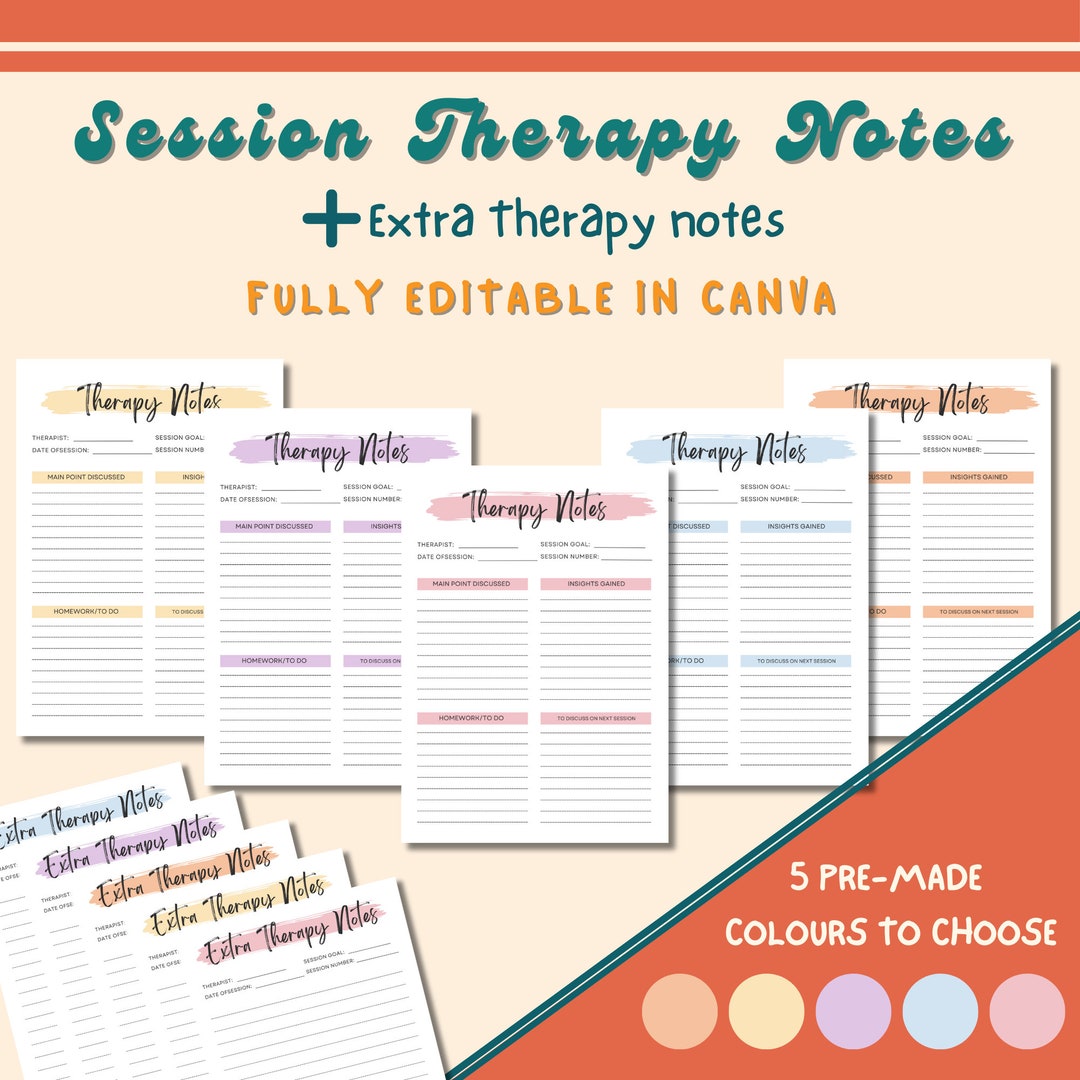 Printable Therapy Notes for Patient, Psychiatrist Therapy Form, Mental ...