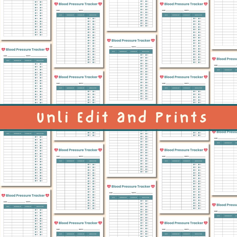 Editable Blood Pressure Chart for High Blood and Low Blood, Hypotension ...
