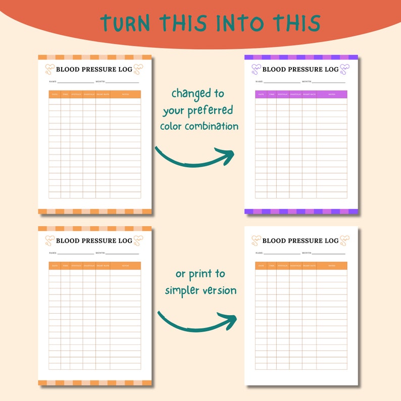 Printable Blood Pressure Chart, High Blood Pressure Monitoring ...