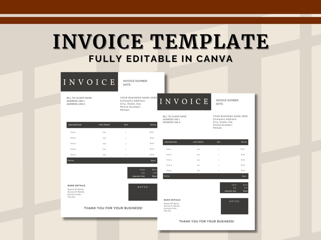Business Invoice Receipt Template Black Aesthetic Invoice Form for ...