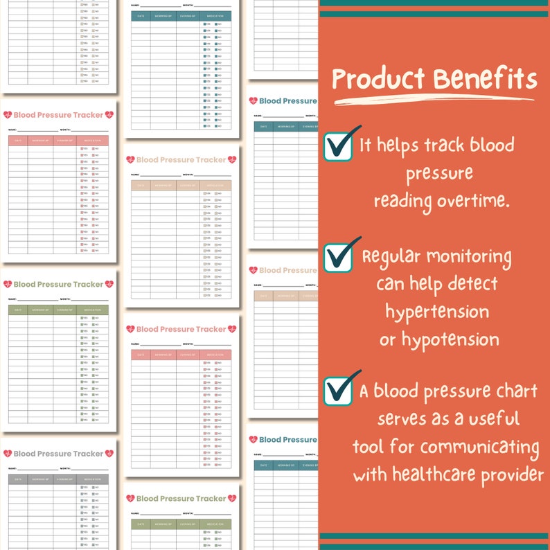 Editable Blood Pressure Chart for High Blood and Low Blood, Hypotension ...