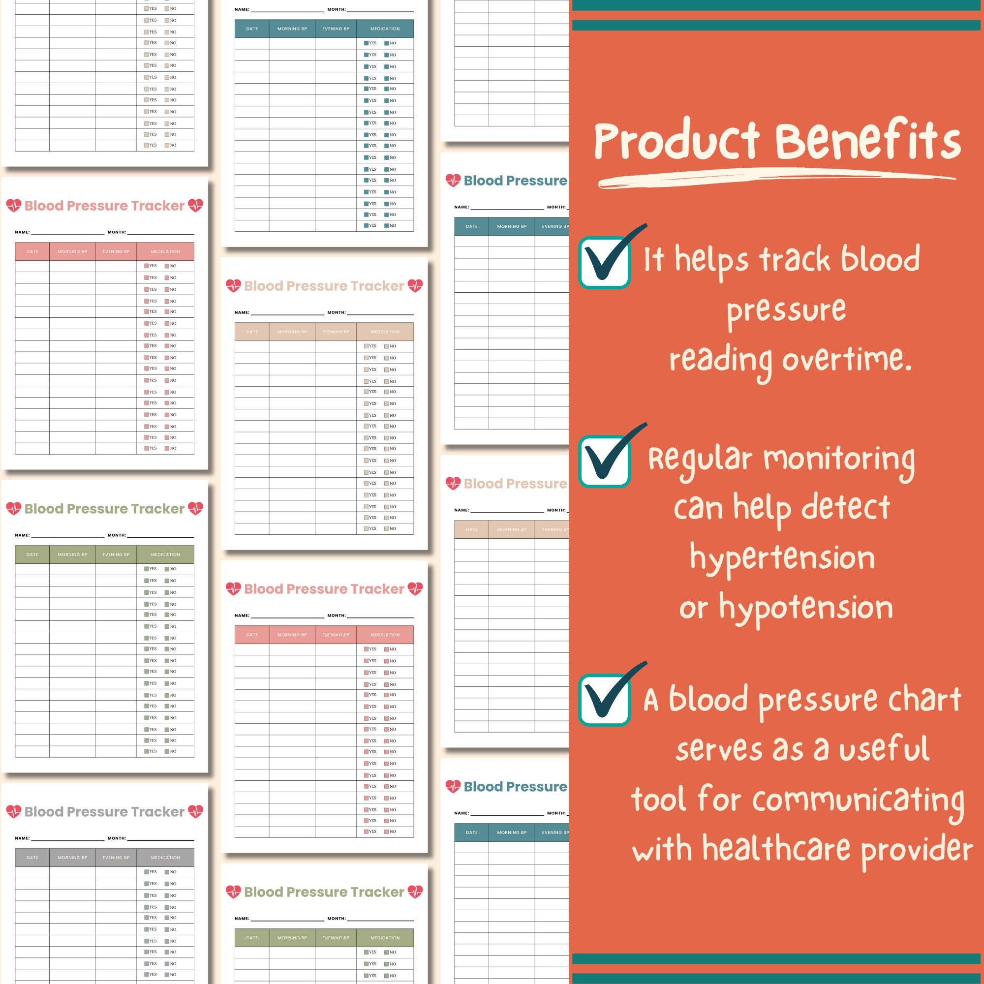 Editable Blood Pressure Chart for High Blood and Low Blood, Hypotension ...