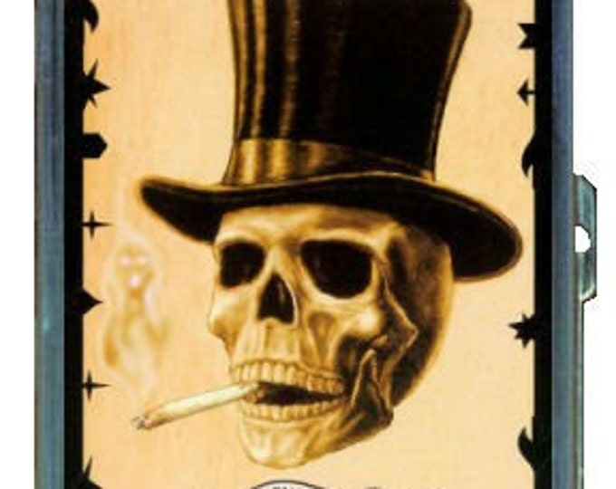 SKULL SMOKING WITH TOPHAT GOTH ID CIGARETTE CASE WALLET - Etsy