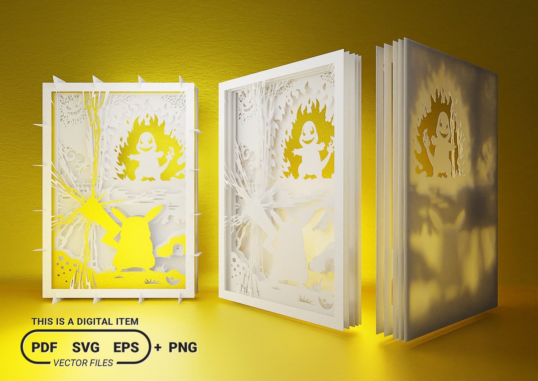Pokemon Themed DIY Paper Card or Lightbox Template Vector svg, Pdf, Eps ...