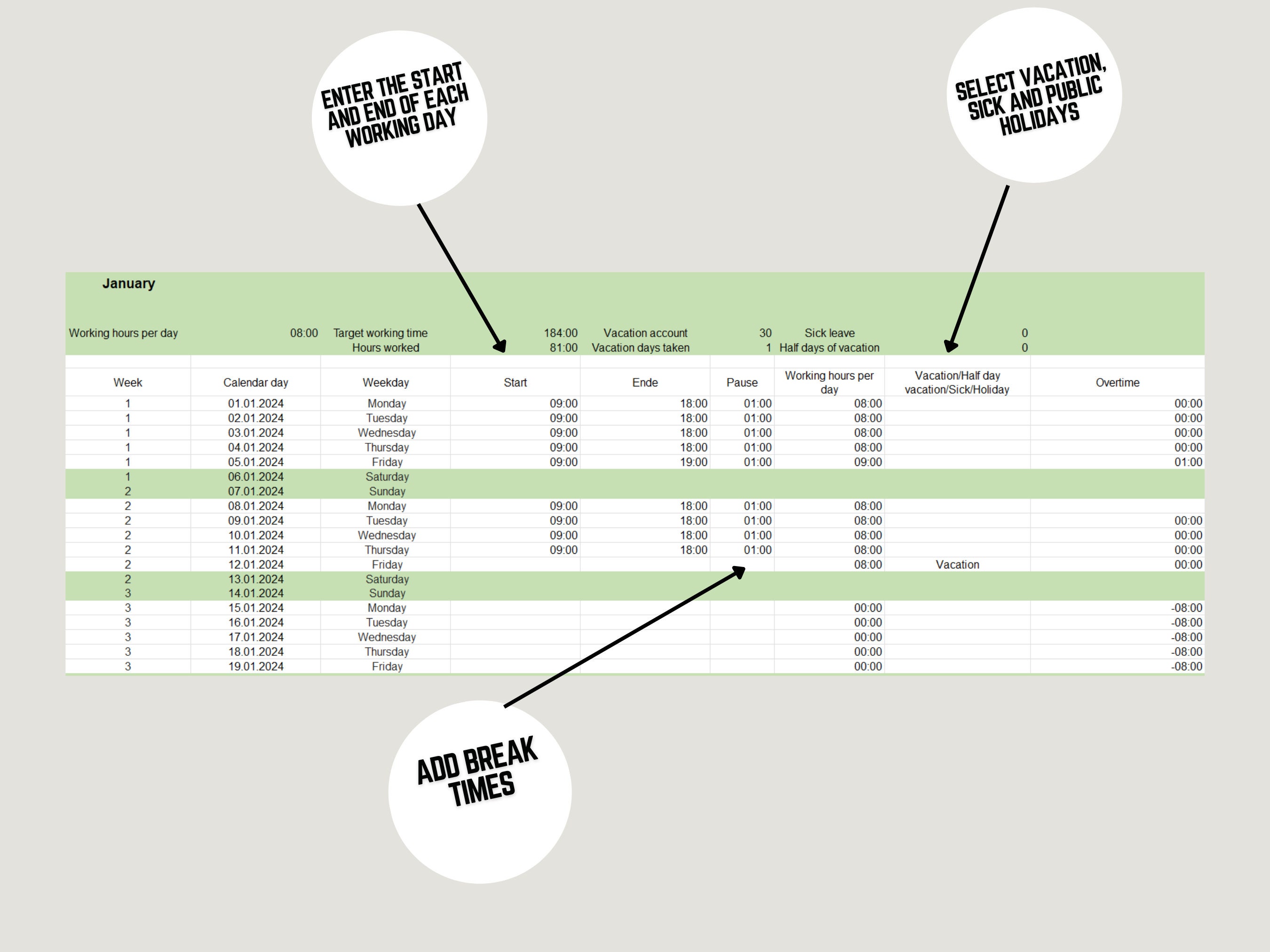 Time Tracking 2024 | Excel Template | #exceltemplate #workinghours # ...