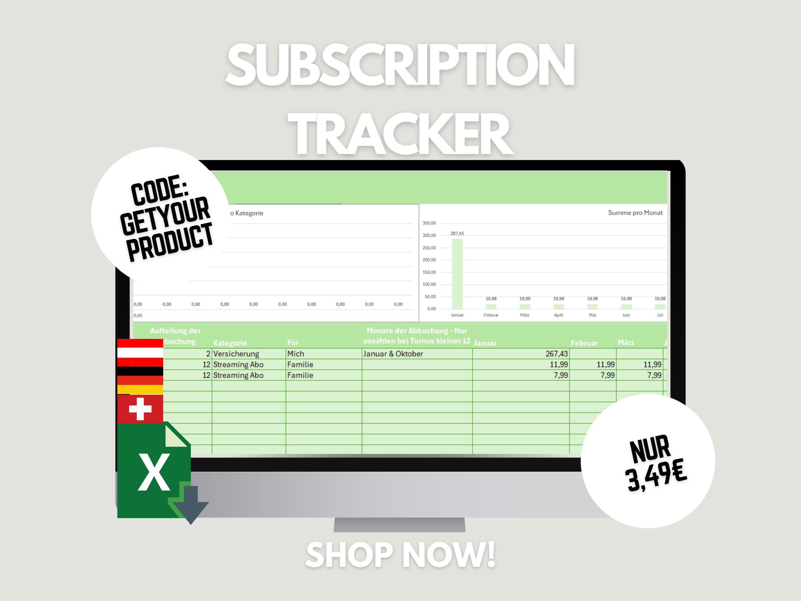 Subscription Tracker | Excel Template | # Subscriptiontracker # ...