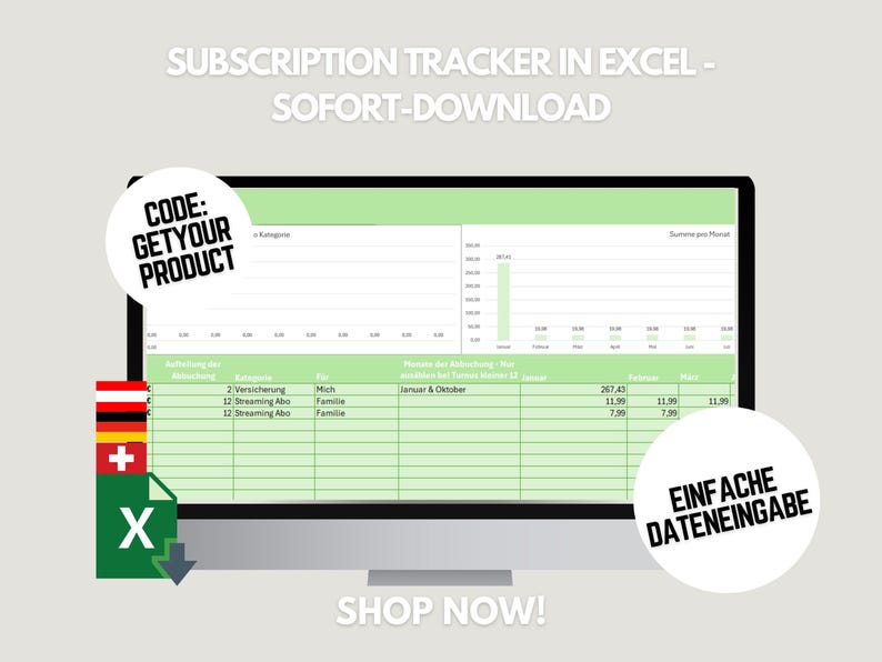 Subscription Tracker | Excel Template | # Subscriptiontracker # ...