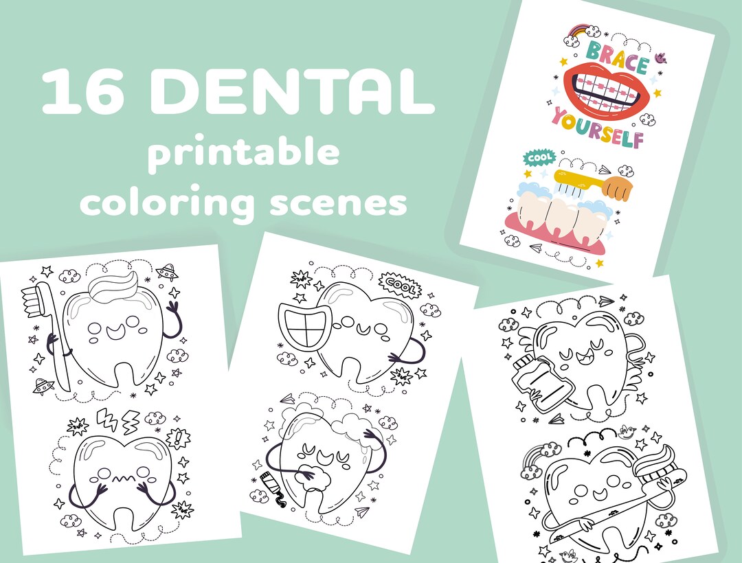16 Dental Coloring Pages Tooth Fairy for Kids, Children's Self-care ...
