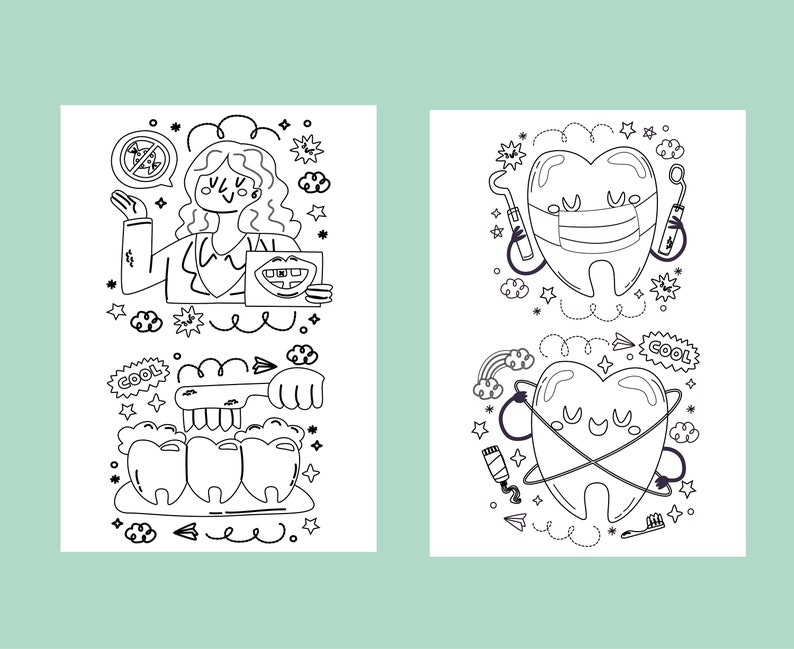 16 Dental Coloring Pages Tooth Fairy for Kids, Children's Self-care ...