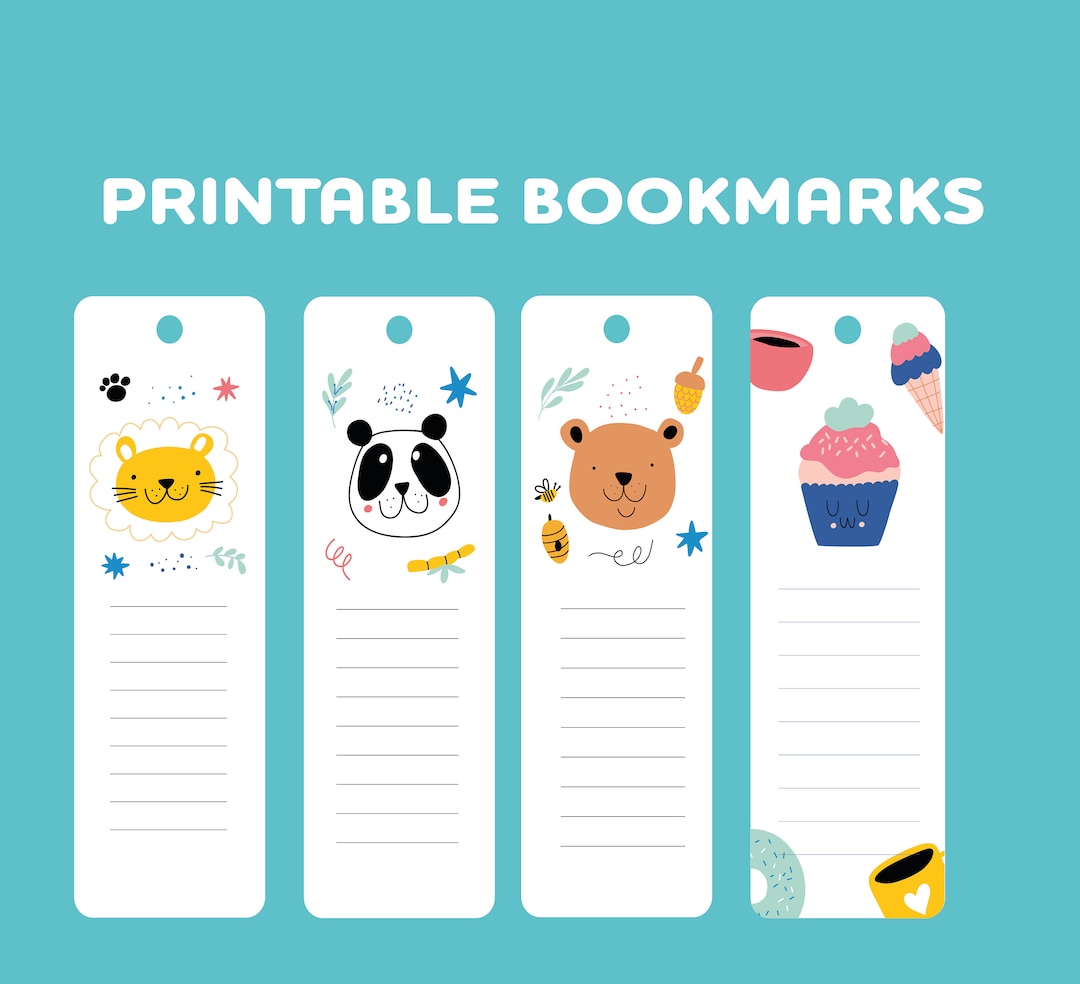 Printable Cute Bookmarks With Empty Spaces for Notes - Etsy