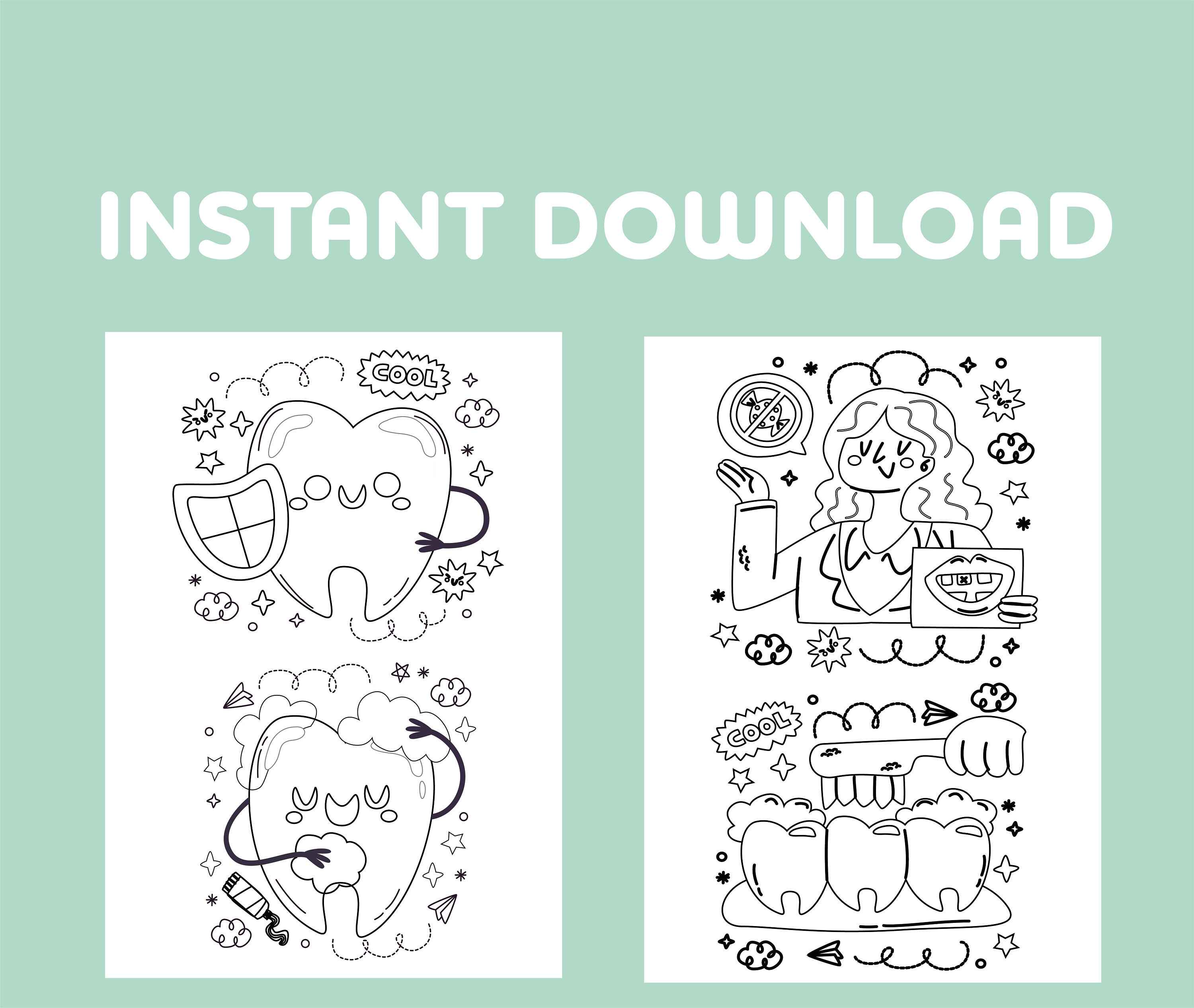 16 Dental Coloring Pages Tooth Fairy for Kids, Children's Self-care ...