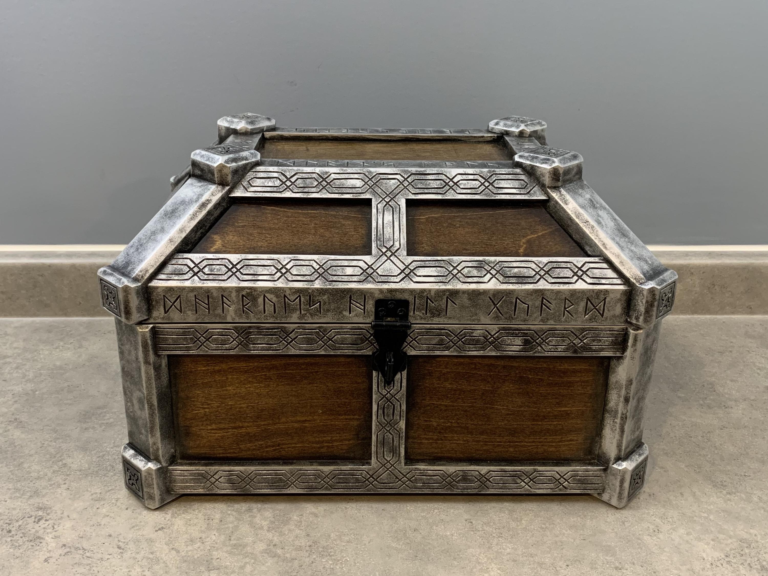 Hand-carved Wooden Dwarven Style Chest - Etsy