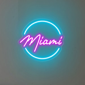 Miami Neon Sign, Bar Neon Sign, Retro Miami Neon Sign Decor, Miami City ...