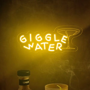 Giggle Water Neon Sign, Bar Cart Decor,martini Wall Art Decor,drink Bar ...