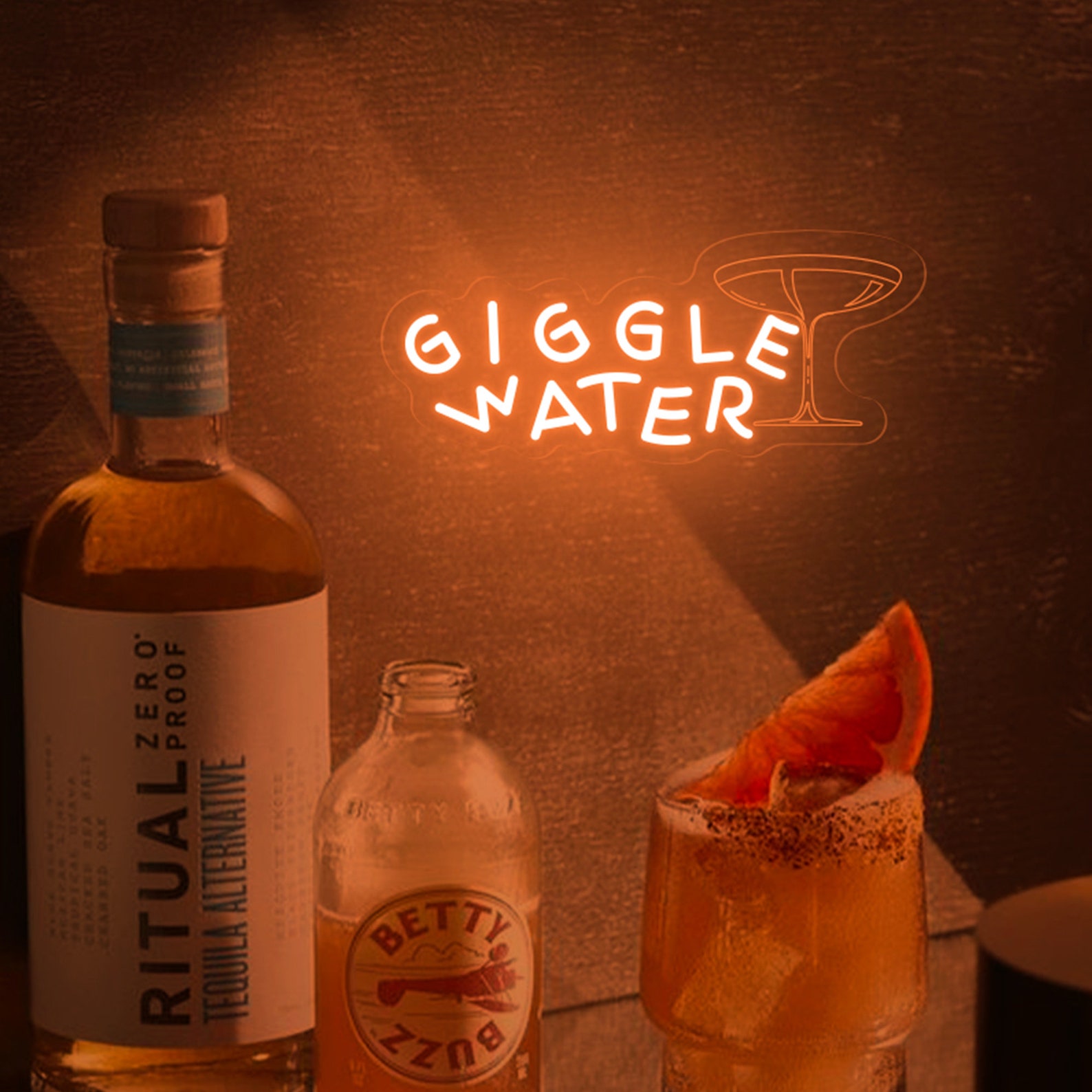 Giggle Water Neon Sign, Bar Cart Decor,martini Wall Art Decor,drink Bar ...