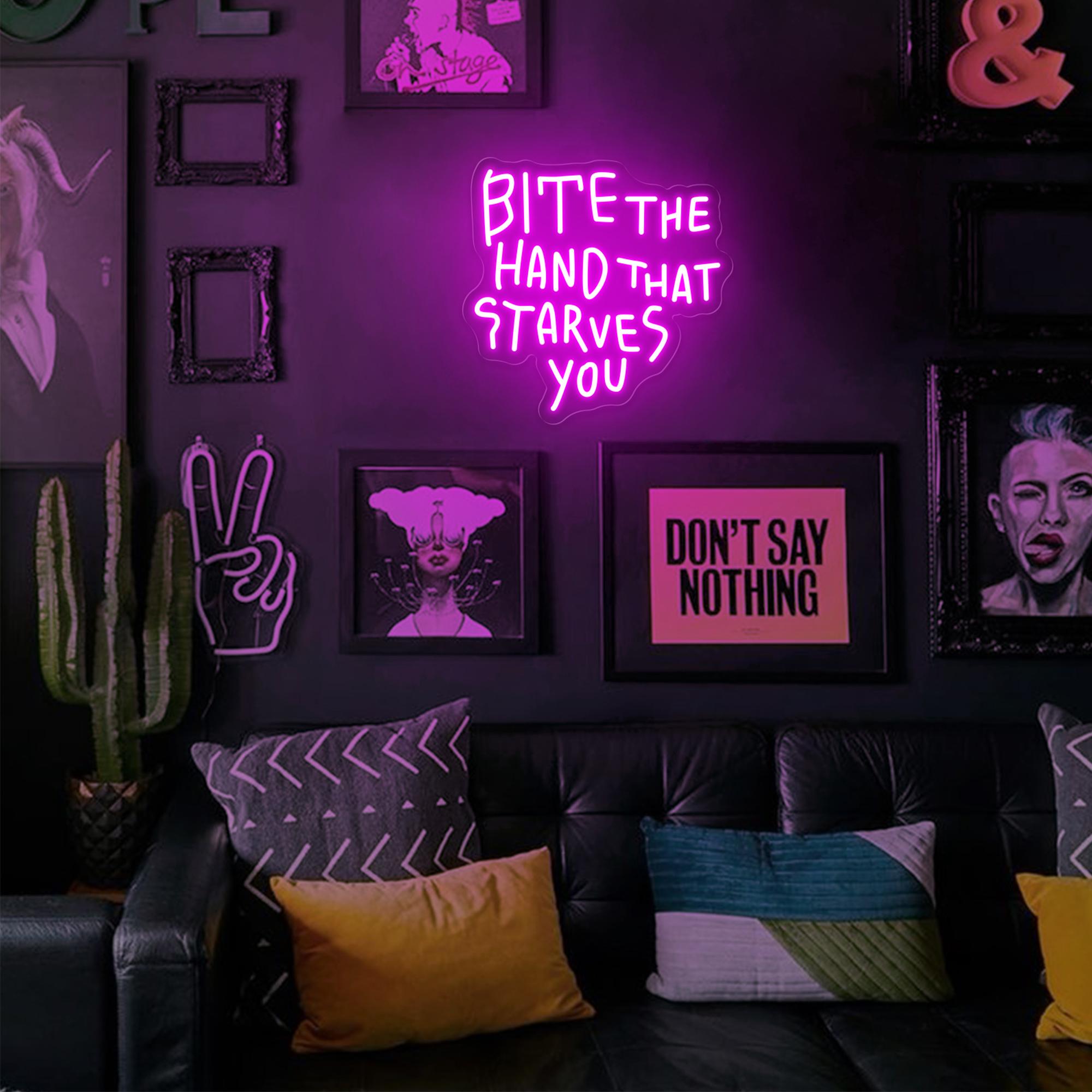 Bite the Hand That Starves You Neon Sign, Halloween Spooky Wall Decor ...