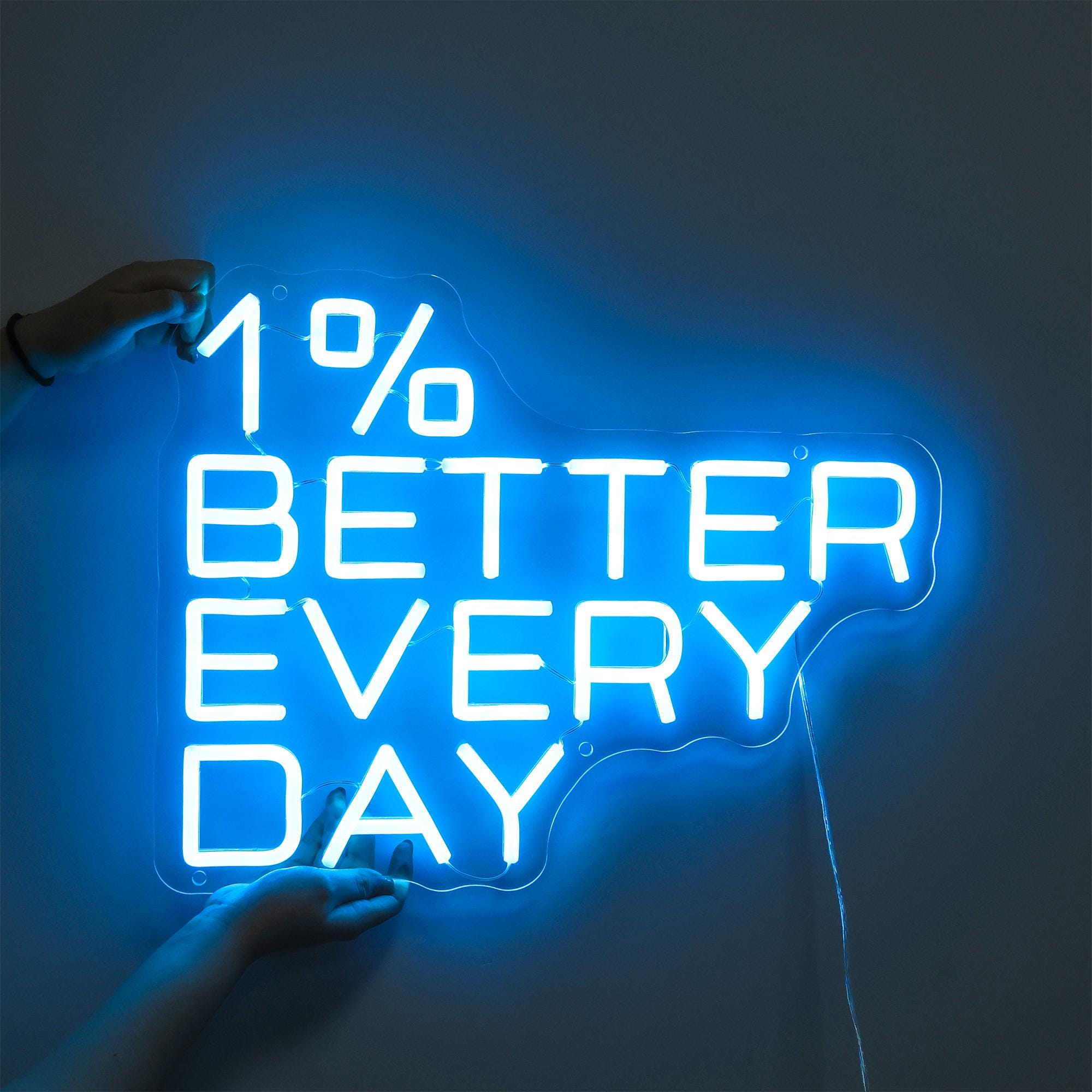 1% Better Everyday Neon Sign,motivational Success Quote Wall Art,living ...
