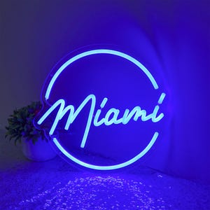 Miami Neon Sign, Bar Neon Sign, Retro Miami Neon Sign Decor, Miami City ...
