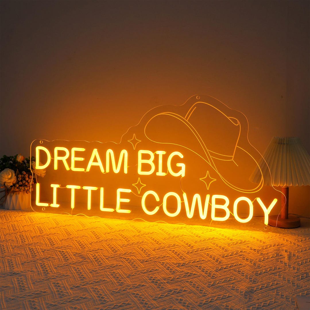 Dream Big Little Cowboy Neon Sign, Western Nursery Sign Decor, New Baby ...