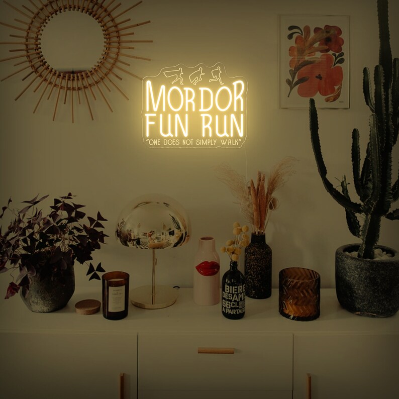 Mordor Fun Run Neon Sign, Book Lover Home Wall Art Decor, Gift for LOTR ...