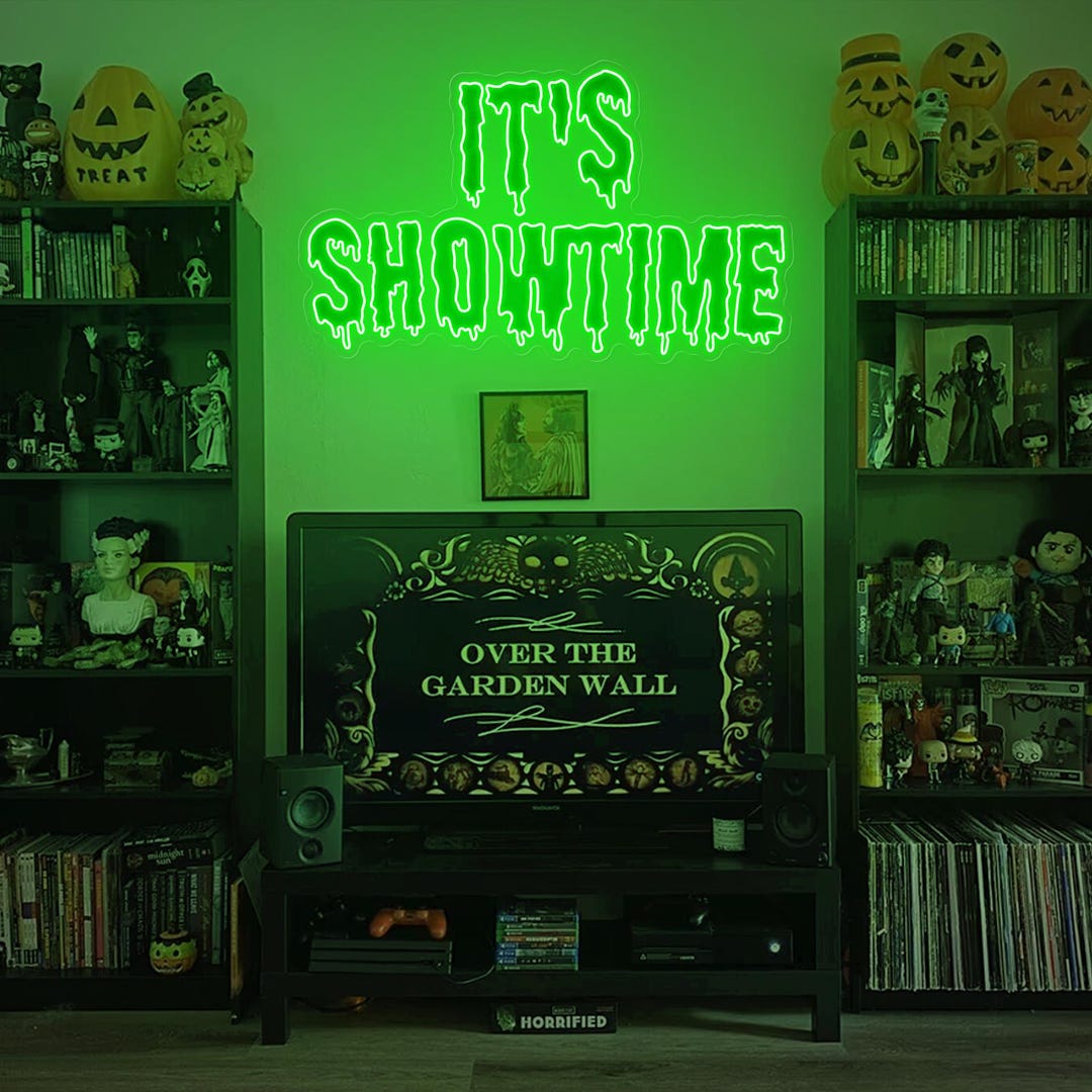 It's Showtime Neon Sign: Horror Movie Home Theater Decor - Etsy