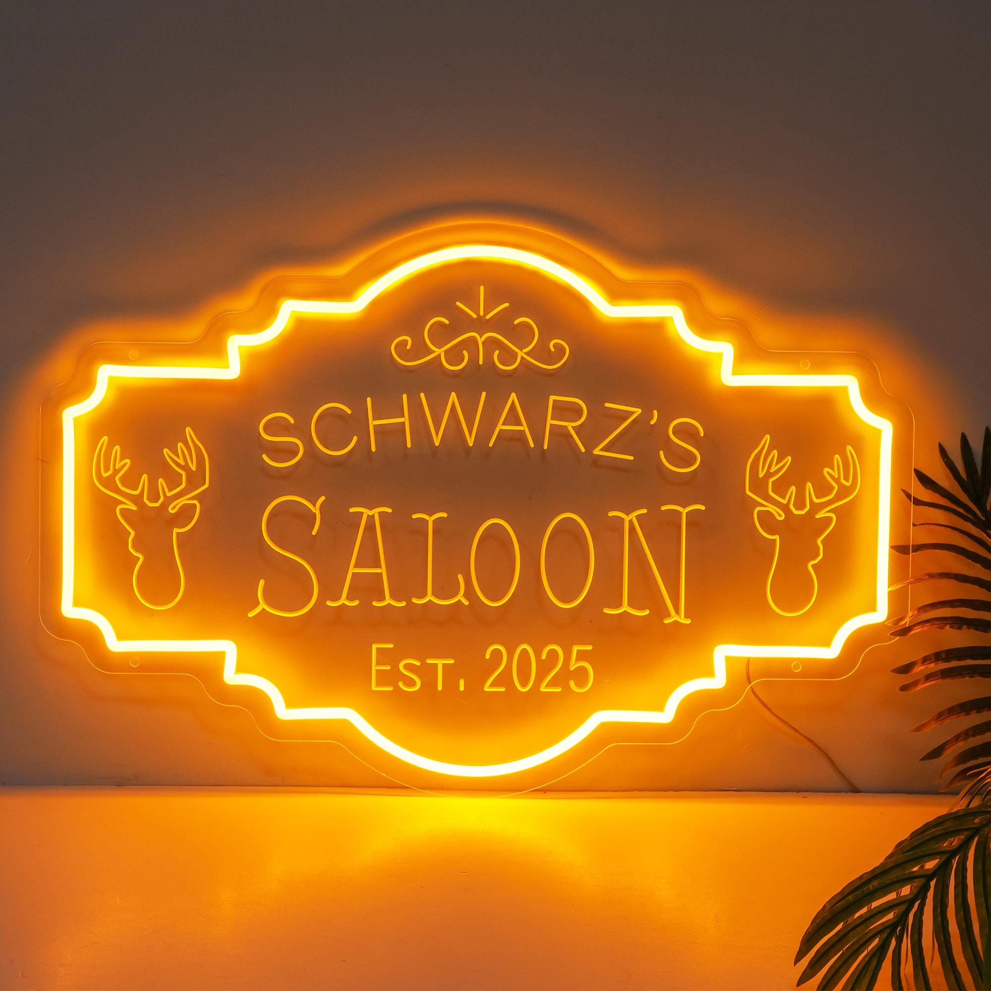 Saloon Neon Sign, Old West Saloon Decor Signs, Man Cave Decor Sign ...